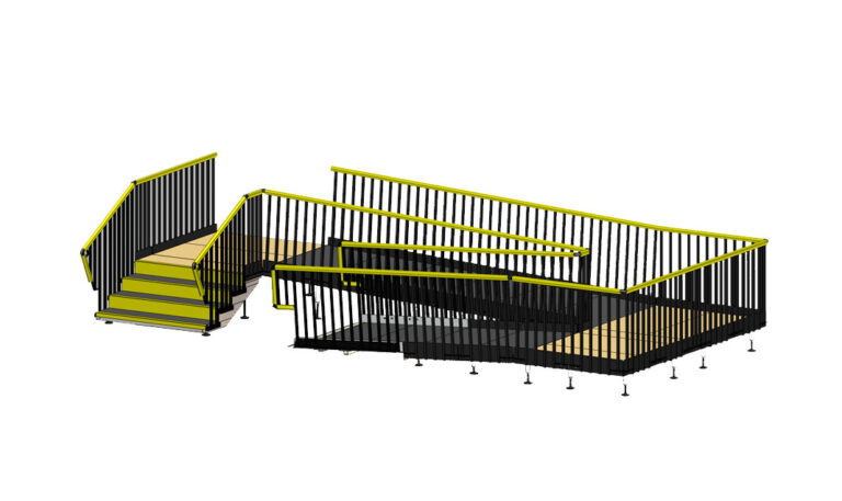 L-Shape Wheelchair Ramp with Landing | FlexDecks